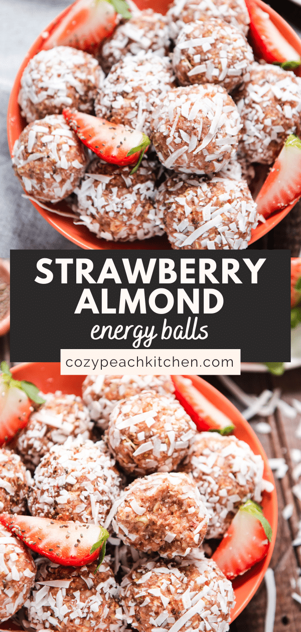 No Bake Strawberry Almond Energy Balls - Cozy Peach Kitchen