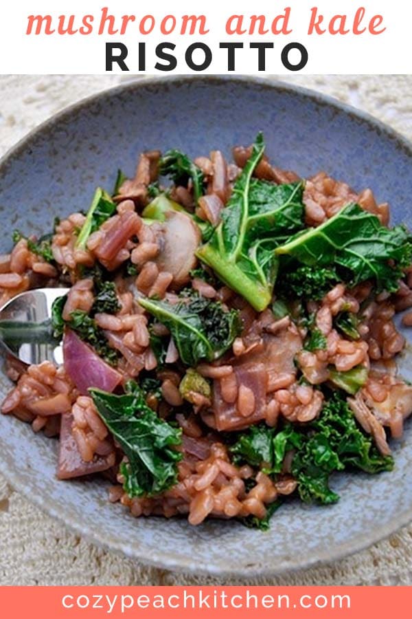 Creamy Mushroom Kale Risotto - Cozy Peach Kitchen