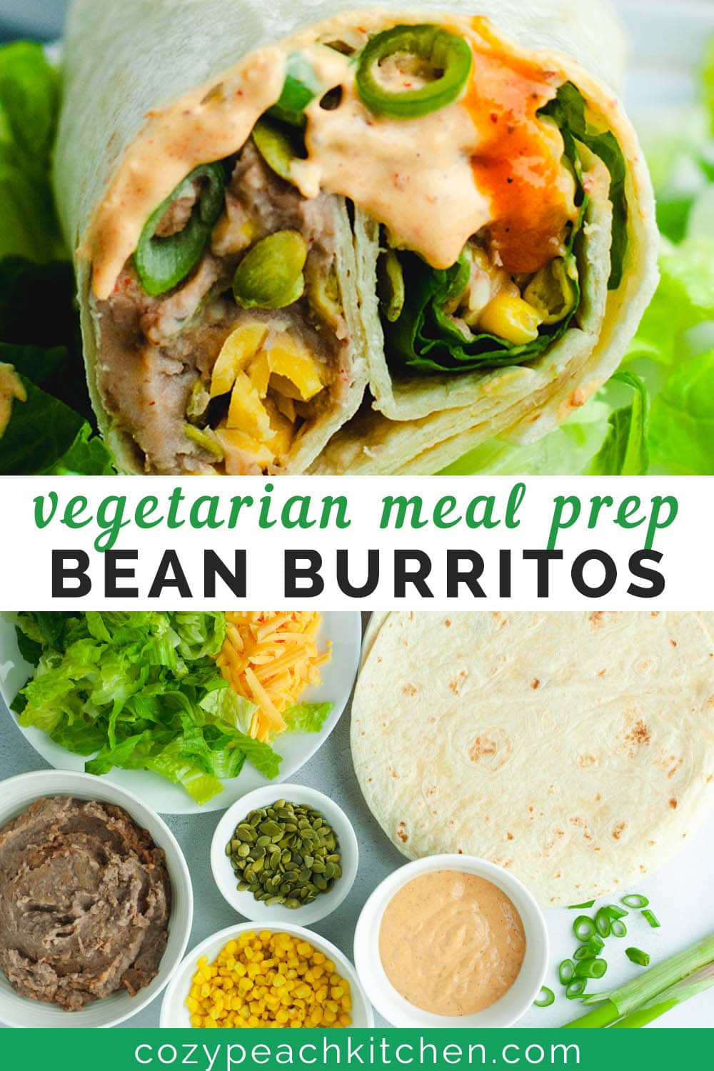 Vegetarian Bean Burritos - Cozy Peach Kitchen