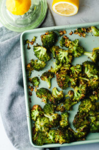 Garlic Roasted Broccoli with Honey Mustard Glaze - Cozy Peach Kitchen