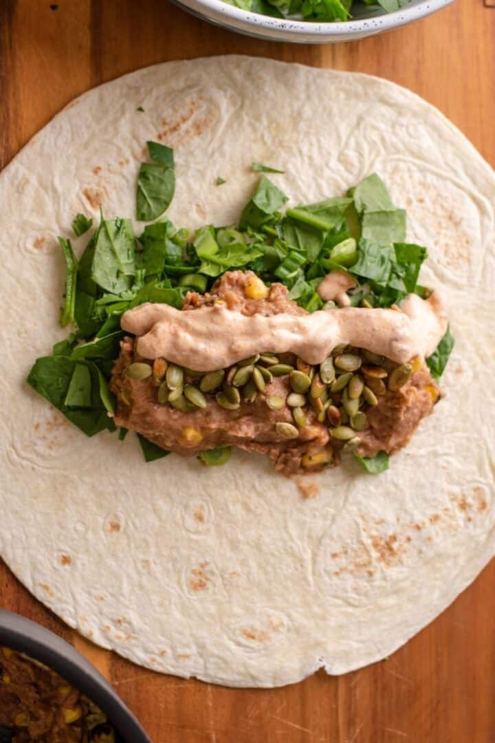 Easy Vegetarian Bean Burritos - Cozy Peach Kitchen