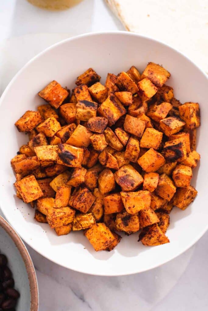 Crispy Roasted Sweet Potatoes - Cozy Peach Kitchen