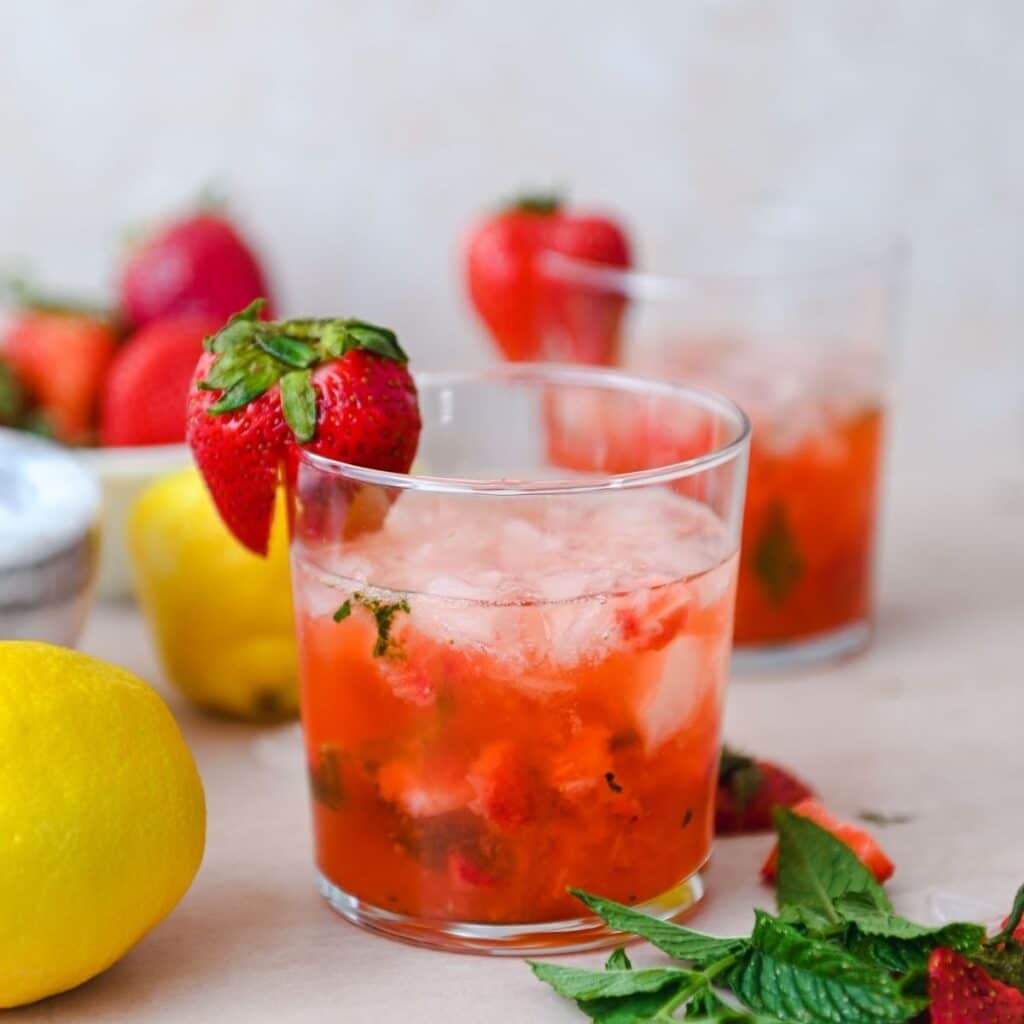 Strawberry Tequila Smash Cocktail - Cozy Peach Kitchen