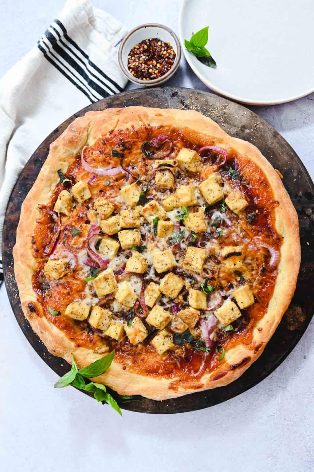 BBQ Tofu Pizza - Cozy Peach Kitchen