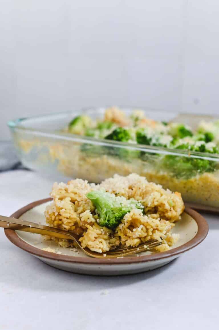 Cheesy Broccoli Rice Casserole - Cozy Peach Kitchen