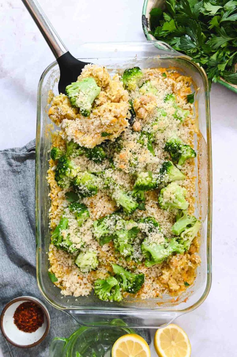 Cheesy Broccoli Rice Casserole - Cozy Peach Kitchen