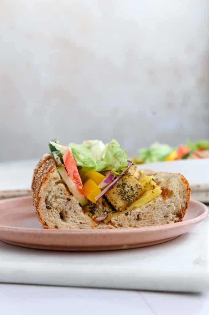 Veggie Subs with Seasoned Tofu - Cozy Peach Kitchen