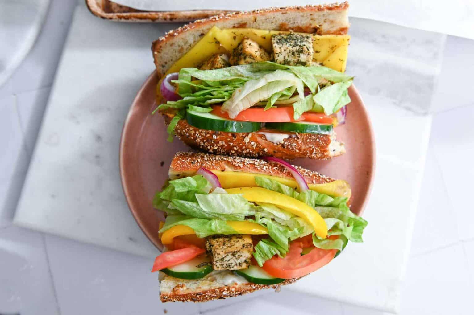 Veggie Subs with Seasoned Tofu - Cozy Peach Kitchen