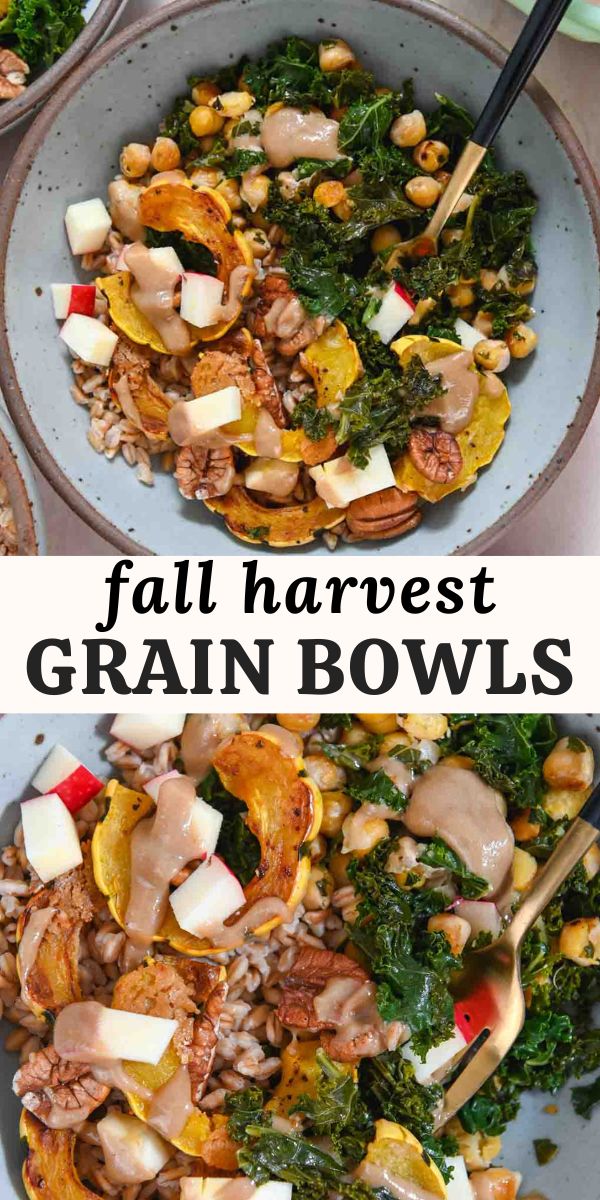Fall Grain Bowls with Roasted Delicata Squash - Cozy Peach Kitchen