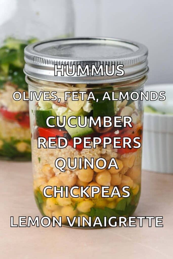 Quinoa Chickpea Mason Jar Salad - Cozy Peach Kitchen
