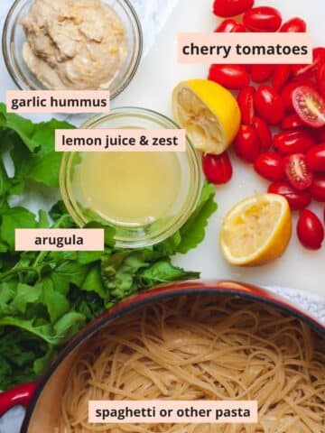 Lemon Hummus Pasta - Cozy Peach Kitchen