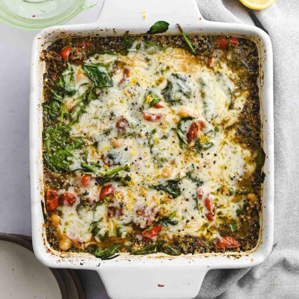 Quinoa Pesto Bake - Cozy Peach Kitchen