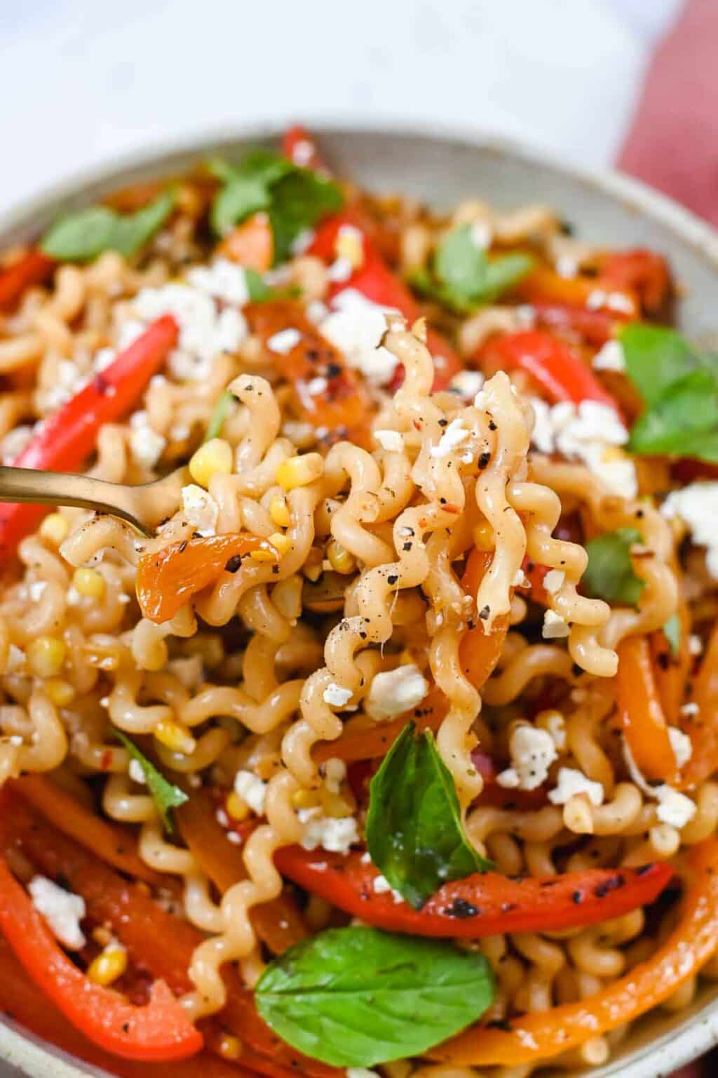 Bell Pepper Pasta with Sweet Corn - Cozy Peach Kitchen