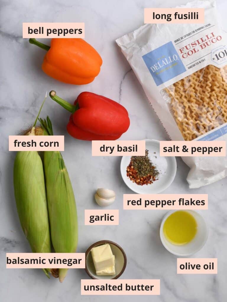 Bell Pepper Pasta with Sweet Corn - Cozy Peach Kitchen