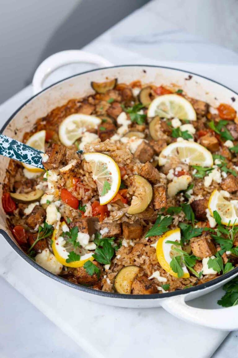 Balsamic Tofu Rice Bake - Cozy Peach Kitchen