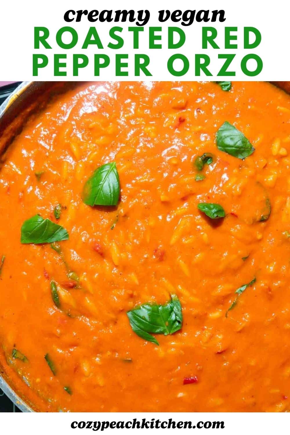 Spicy Roasted Red Pepper Orzo - Cozy Peach Kitchen