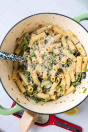 Creamy Rigatoni Primavera - Cozy Peach Kitchen