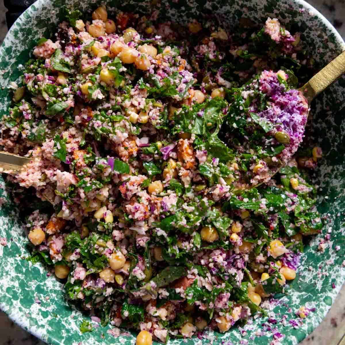 Sweet Potato Kale Crunch Salad - Cozy Peach Kitchen