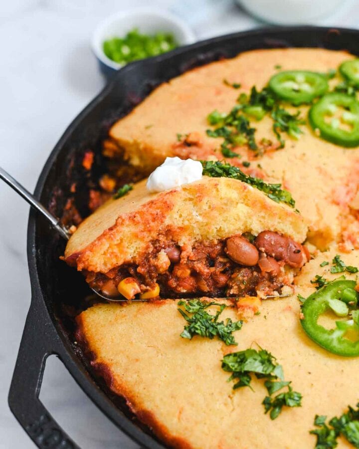 Chili Cornbread Skillet - Cozy Peach Kitchen