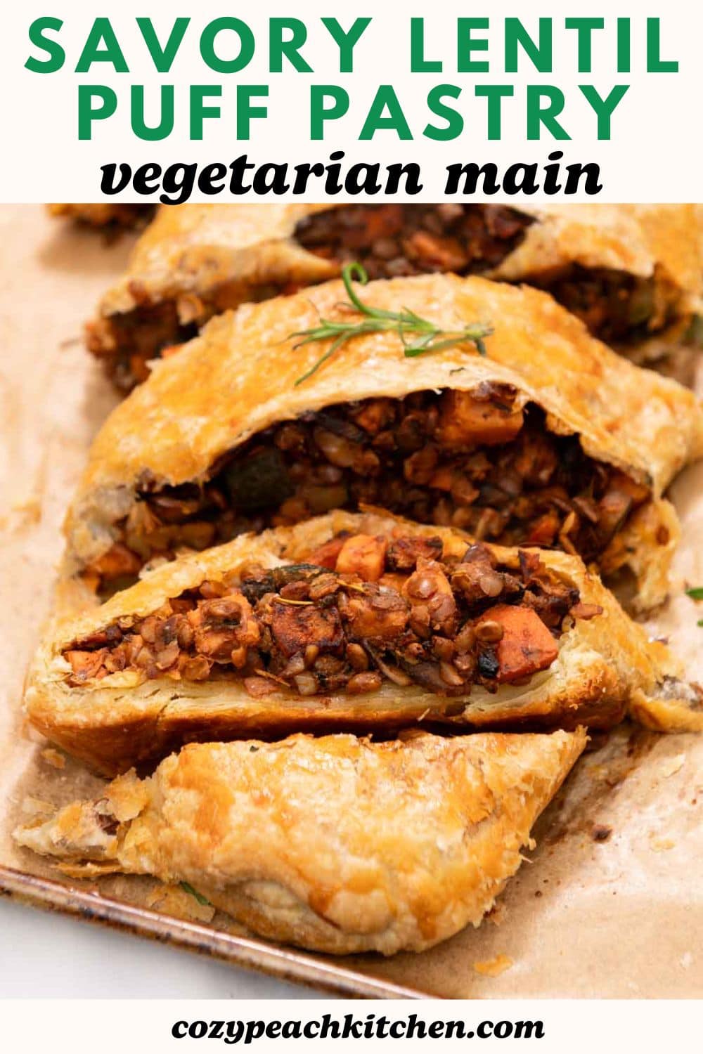 Vegetarian Lentil & Sweet Potato Wellington - Cozy Peach Kitchen