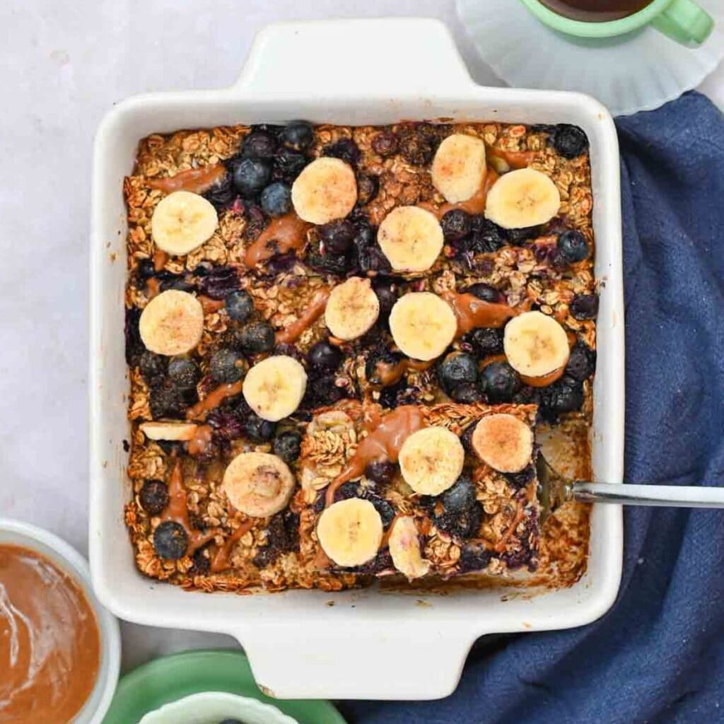 Banana & Blueberry Baked Oatmeal - Cozy Peach Kitchen