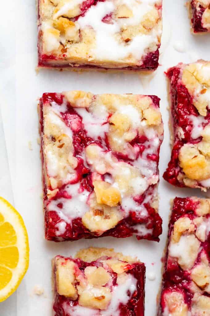 Raspberry Crumb Bars with Almond - Cozy Peach Kitchen