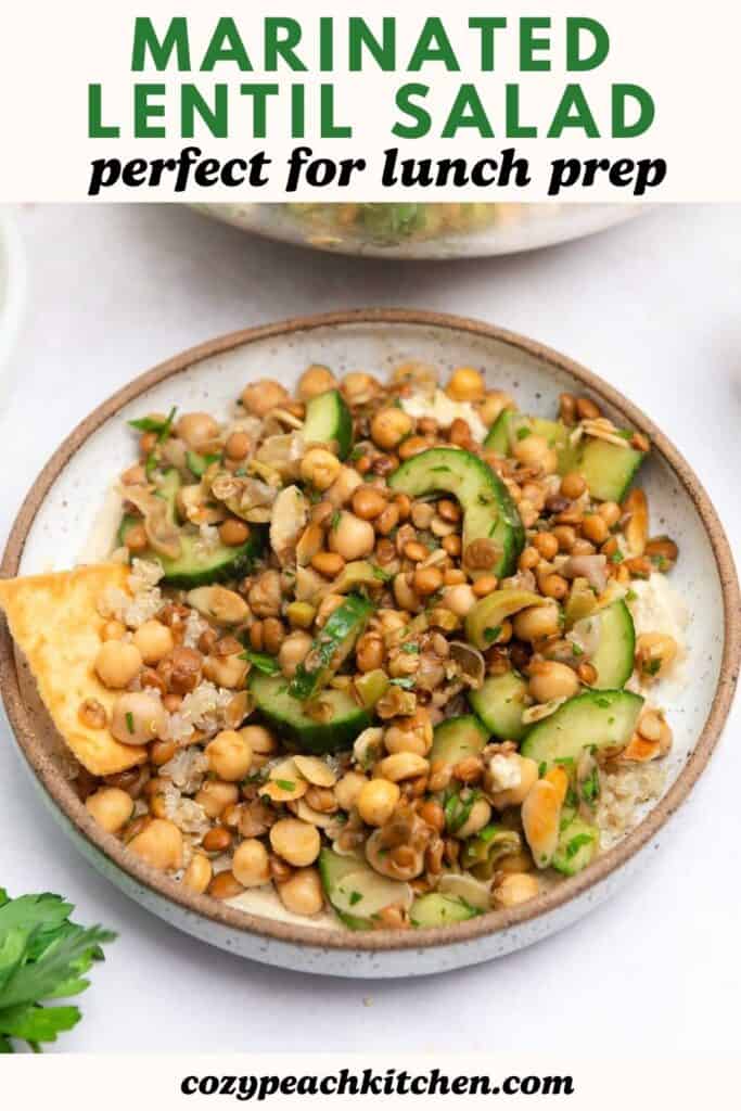 Balsamic Marinated Lentil Chickpea Salad - Cozy Peach Kitchen