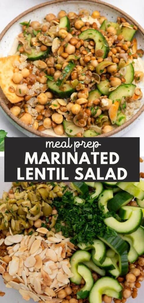 Balsamic Marinated Lentil Chickpea Salad - Cozy Peach Kitchen